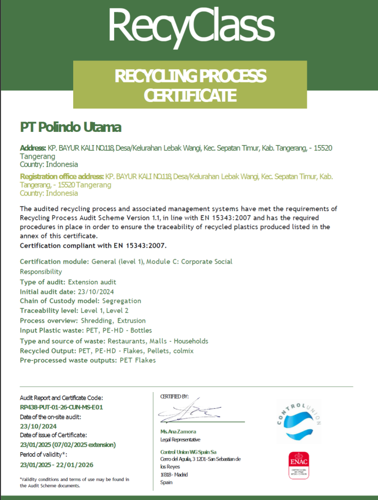 Indonesia’s PET Flakes Manufacturer - Polindo Utama Recycle